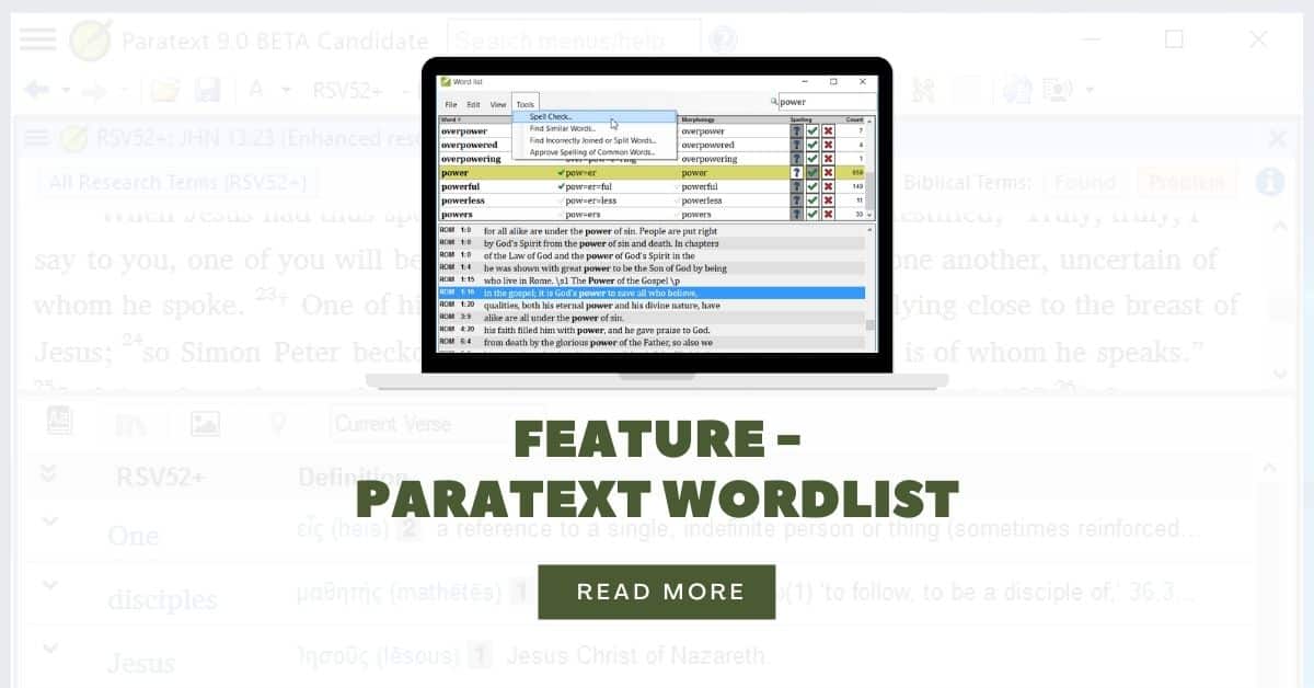 Feature - Paratext Wordlist - Paratext Bible Translation Software
